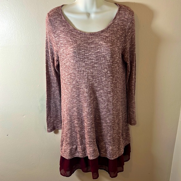 Rachel Kate | Dresses | Rachel Kate Burgundy White Knit Fit And Flare ...